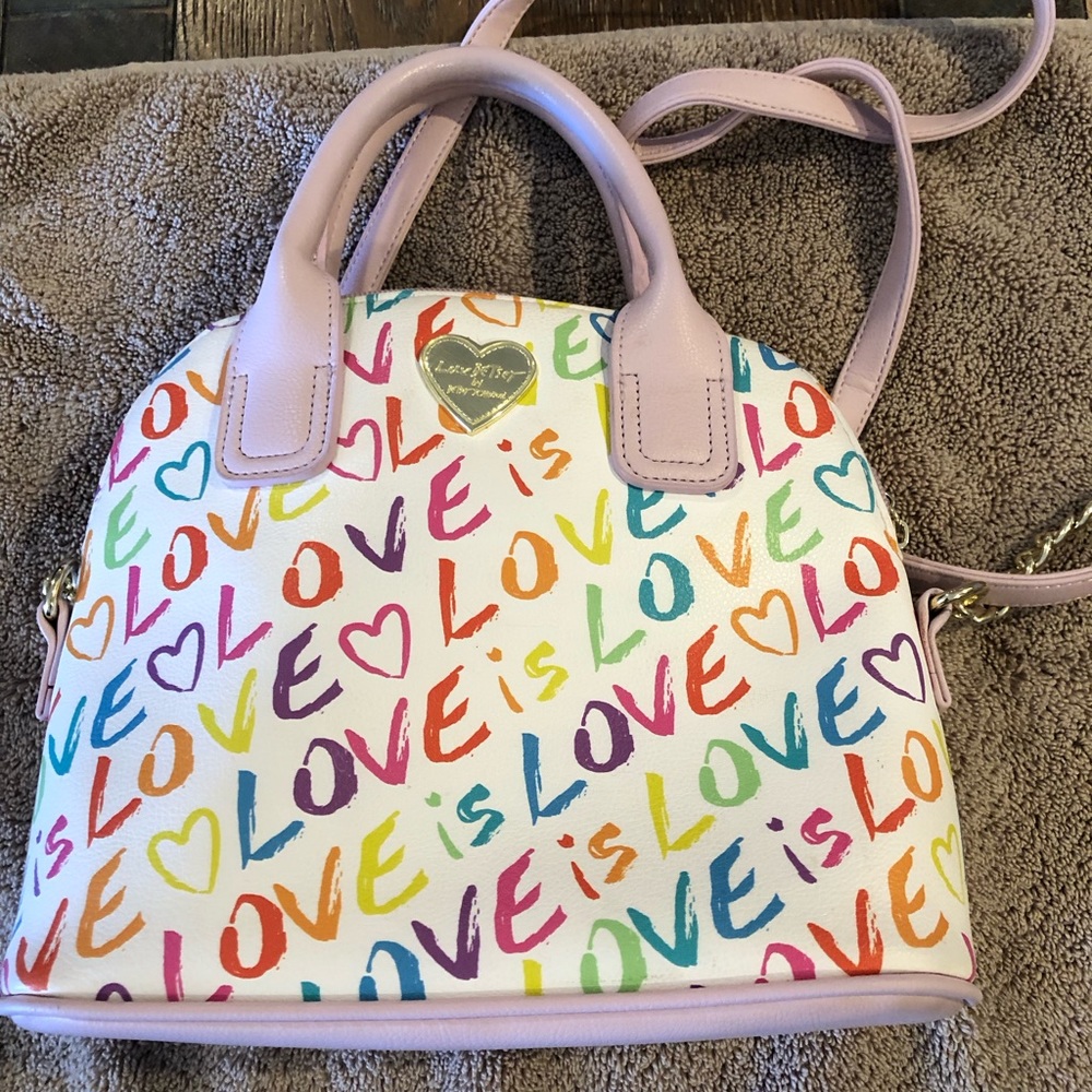 Betsey Johnson Rainbow Faux Leather Crossbody Purse Gem 2335